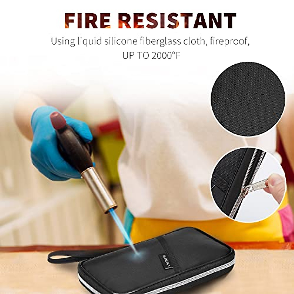 ruboka Fire-resistant RFID Blocking Passport Holder Wallet (4.3inx8.6in), Family Multiple Passport Holder Cover Bag Water-resistant, Travel Document Organizer Credit Card Clutch Bag for Men Women