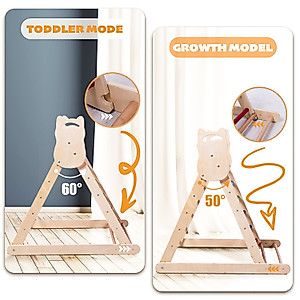 Ascism 5 in 1 Pikler Triangle Set - Montessori Climbing Set, Baby Climbing Toys Indoor Playground, Large Size Adjustable Climbing Slope Wooden Toddler Climbing Set Suitable for Children Aged 0-8