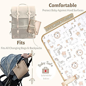 Precious Snuggle Portable Diaper Changing Pad | Waterproof Foldable Baby Changing Mat - Unisex Lightweight Changing Pad - Large Surface - Small & Compact | Double Wipeable Sides (African Safari)