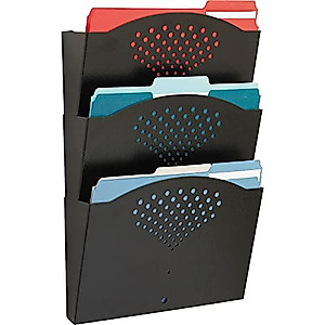 Safco Products Steel Three Pocket Letter Size Flush Mount Wall Rack 3172BL, Black Powder Coat Finish, Durable Commercial-Steel Construction