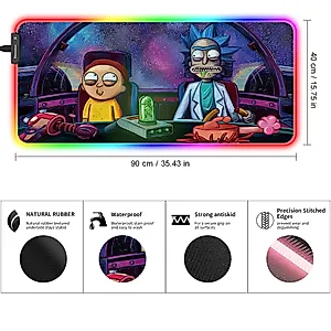 Gaiamat XXL RGB Gaming Mouse Pad,Large LED Anime Mousepad with Non-Slip Rubber Base and Durable Stitched Edges,35.4x15.7IN Mouse Mat Laptop PC Desk Mat(leddrive)