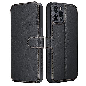 ELESNOW for iPhone 15 Pro Wallet Case, iPhone 15 Pro Phone Case with Card Holder PU Leather Flip Folio Stand Magnetic Cover for Apple iPhone 15 Pro, Black