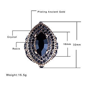 CKHAO Women Ring - Big Size Antique Gold Plated Turkish Style Black Gemstone Vintage Ring Women Jewelry J0769BLK (8)