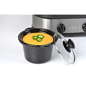 TRU Double Slow Cooker by Select Brands - Double Buffet Server for Parties, Holidays & Gatherings - Double Slow Cooker Buffet Server - 2 Inserts, Each 1 1/4 Quarts