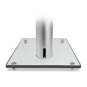 Mount-It! Floor Speaker Stands for Bookshelf Speakers and Surround Sound Home Theaters, 18 Inch High, 22 Lbs Capacity, Tempered Glass and Aluminum, Clear and Silver, One Pair
