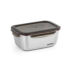 CUITISAN FLORA RECTANGLE AIRTIGHT CONTAINER NO.8 60.8oz, STAINLESS STEEL FOOD CONTAINER, WATERPROOF, MICROWAVE and DISHWASHER AVAILABLE