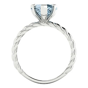 Clara Pucci 2ct Heart Cut Solitaire Rope Twisted Knot Natural Sky Blue Topaz Bridal Designer Anniversary Engagement Ring 14k White Gold