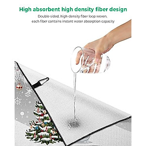 Golf Towel Christmas Tree Xmas Snowman Grey,Waffle Pattern Microfiber Club Cleaner Golf Towels with Carabiner Clip for Women Men Dad,Pine Needle Snowflake Golf Towel for Golf Bags Accessories,24x16in