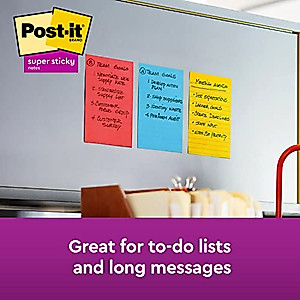 Post-it Super Sticky Notes, Assorted Sizes, 13 Pads, 2x the Sticking Power, Playful Primaries, Primary Colors (Red, Yellow, Green, Blue, Purple), Recyclable (4623-13SSAU)
