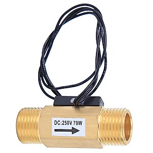 Water Flow Meter, 1/2 Inch Brass Water Flow Sensor Switch, Industrial Electromagnetic Flow Meter, for Industrial Automation, Mechanical Equipment, Air Compression, Refrigeration, Heating, Ventilation