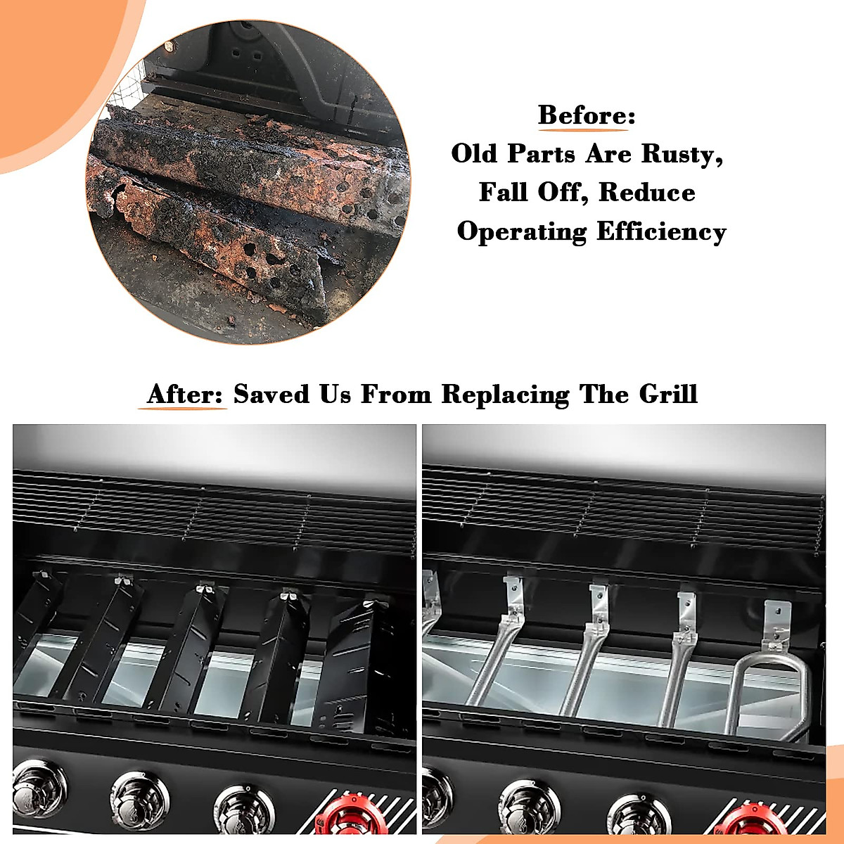 Adviace Grill Replacement Parts for Dyna-Glo DGH474CRP DGH483CRP DGH485CRP DGH474CRP-D DGH450CRP, Dyna Glo 5 Burner Grill Replacement Parts