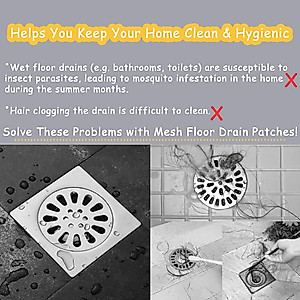 Disposable Hair Drain Stickers,30Pcs Floor Drain Sticker,Sewer Filter Screen,Filter Patches,Shower Drain Hair Catcher,Shower Drain Mesh Stickers for Bathroom/Laundry/Bathtub/Kitchen