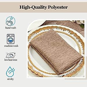 Mebakuk Cloth Napkins Set of 12, Premium 17 x 17 Inch Solid Washable Linen Style Napkins, Soft Table Napkin for Wedding Party Restaurant Dinner Parties (Flaxen, Set of 12)