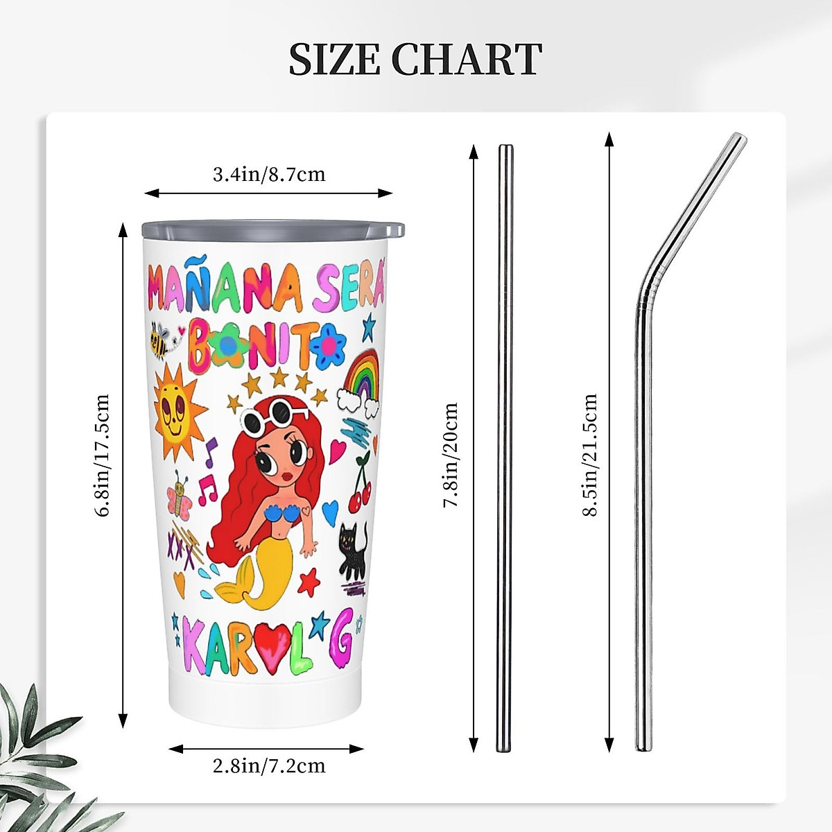 Kiserjens Stainless Steel Insulated Tumbler Vacuum Water Bottle Travel Cup Coffee Mug With Straw,Lid and Brush 20 oz