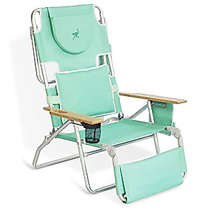 Ostrich Deluxe Padded 3 N 1 Lightweight Portable Adjustable Outdoor Folding Reclining Chair for Lawn Beach Lake Camping Lounge with Footrest, Teal