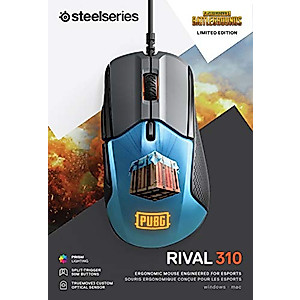 SteelSeries Rival 310 - Optical Gaming Mouse - RGB Illumination - 6 Buttons, Rubber Sides - On-Board Memory - PUBG