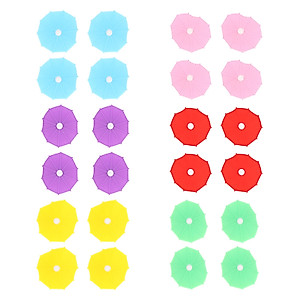 Abaodam 24pcs Drink Umbrellas Wine Glass Charms Wine Glass Markers Drink Markers Drink Tag Umbrella Wine Markers Charms Drink Charms Silicone Wine Charm Tags Glass Charms