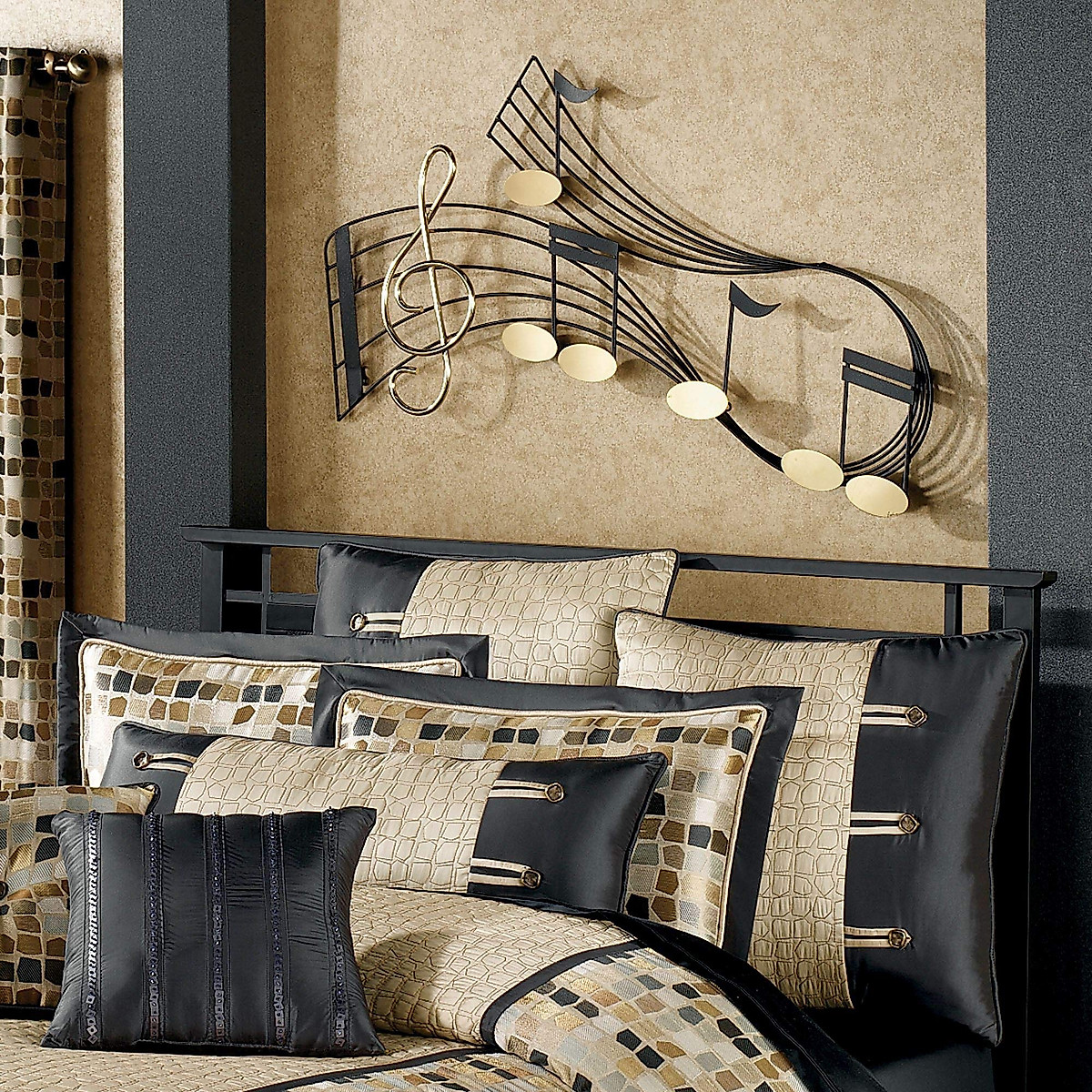 Touch of Class Rhythm Metal Wall Sculpture - Black, Gold - Hanging Music Studio Art - Musical Aesthetic for Bedroom, Living Room, Music Studio, Classroom, Office, Entryway