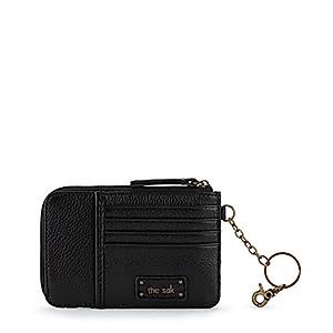 The Sak Women's Iris Slotted Card Wallet in Leather, Black Moroccan Perf, Small