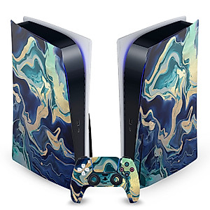Head Case Designs Officially Licensed Monika Strigel Indigo Art Mix Vinyl Faceplate Sticker Gaming Skin Decal Cover Compatible With Sony PlayStation 5 PS5 Disc Edition Console & DualSense Controller