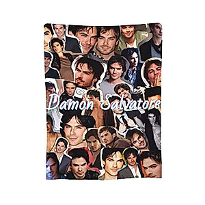 Gngtapestry Cute Ian Somerhalder Damon Throw Blanket Super Soft Flannel Air Conditioning Blanket for Halloween Christmas Daily Gift, Suitable for Sofa Bed Car in All Seasons,60×50inch, Black