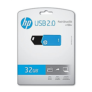 HP 32GB v150w USB 2.0 Flash Drive, Blue