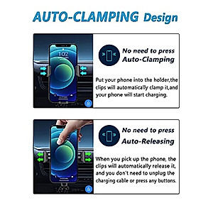 BOYUXON Wireless Car Charger Mount, Auto-Clamping Air Vent Car Phone Holder, 15W Fast Charging Phone Holder.Compatible with iPhone 14 13 12 11 Pro/Pro Max/XR/XS/X.Samsung S22/S21/S20/Note 20/10.
