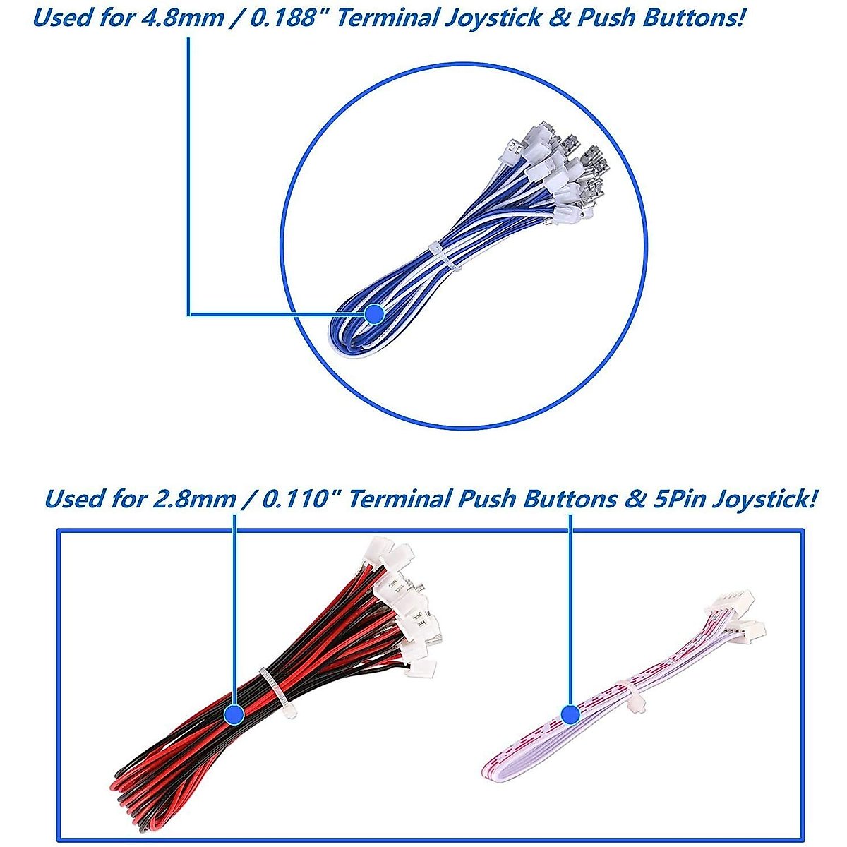 EG STARTS Zero Delay USB Encoder To PC Games Controllers For Arcade Joystick Sanwa DIY Kits Parts Mame Games (5Pin + 2.8mm Cables)