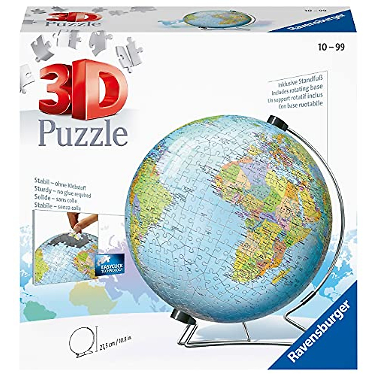 Ravensburger The Earth 540 Piece 3D Puzzle - Engaging Fun for Kids and Adults | Precision Fit with Easy Click Technology | Durable Displayable Model | Celebrating Over 130 Years of Quality