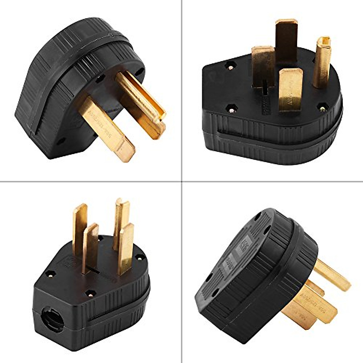 NEMA 14-50P 50A 125/250V Straight Blade Four Pin US Plug Four Holes Plug for Generator Dryer RV