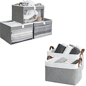 StorageWorks 3-Pack Closet Storage Bins with 2-Pack Rectangle Closet Baskets