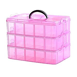 niceeshop(TM) 3 Layer Portable Plastic Nail Art Makeup Container Manicure Storage Boxes(Random Color)