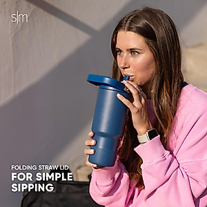 Simple Modern Trek Pivot | 30oz Flip Straw Tumbler with Handle | Water Bottle & Boot | Interchangeable Straw & Chug Lids | Insulated Stainless Steel Jug | Gym Sports Outdoors | Supersonic Blue