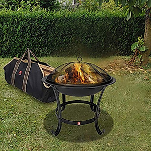 FireBeauty Fire Pit BBQ Grill Pit Bowl with Mesh Spark Screen Cover,Poker (Includes Tote Bag)