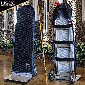 US Cargo Control Quilted Hand Truck Cover - Rounded Top Appliance Dolly Cover - Essential Moving Supplies - Black/Blue Moving Pad - Woven Cotton/Polyester - 50 x 16 Inches - 1 Pound