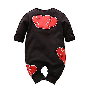daimengmeng Baby Romper Boys Girls Newborn Cartoon Cosplay Outfits Button Cotton Jumpsuits Long Sleeve Black&Red2 0-3 Months/59