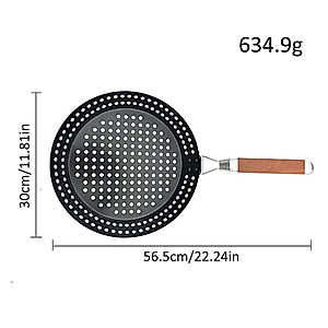 Generic Grill Pan With Folding Handle BBQ Pan, Grill Skillet Pizza Grill Pan (11"") Grill Pan Perfect For Fry Chapati Cooking Vegetables and Seafood, Black