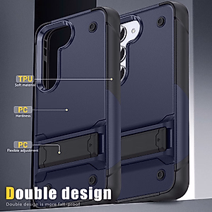 Asuwish Phone Case for Samsung Galaxy S23 5G with Tempered Glass Screen Protector Cover and Slim Stand Military Grade Hybrid Cell Accessories S 23 23S GS23 G5 SM-S911U 6.1 inch Women Men Blue