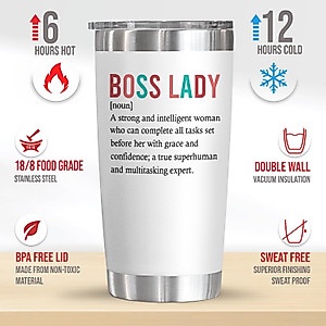 OASSIE Boss Lady Gifts For Women - Christmas, Birthday Gifts For Boss, Manager, Leader, Boss Gifts For Women, Appreciation Gifts Coworkers, Leader, Manager, Colleagues - 20 Oz Stainless Steel Tumbler