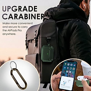 Blaspins AirPods Pro Case, Military Design TPU Hard Shell, Full-Body Rugged Protective Cover Case Skin Shockproof, Secure Lock Clip with Keychain for AirPod Pro 2019 [Front LED Visible] TPU - Green