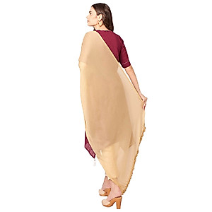 DUPATTA BAZAAR Woman's Beige Chiffon Dupatta