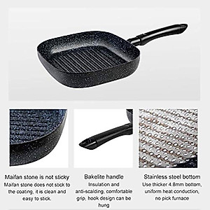SDGH Frying Pan, Contemporary Hard-Anodized Aluminum Nonstick Cookware, Square Grill Pan, Black