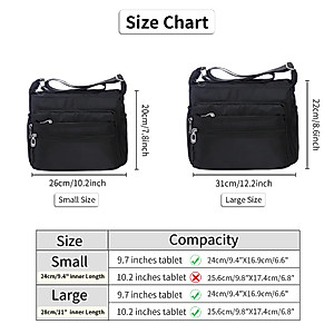 Crossbody Bag for Women Waterproof Shoulder Bag Messenger Bag Casual Nylon Purse Handbag (Small, Black)