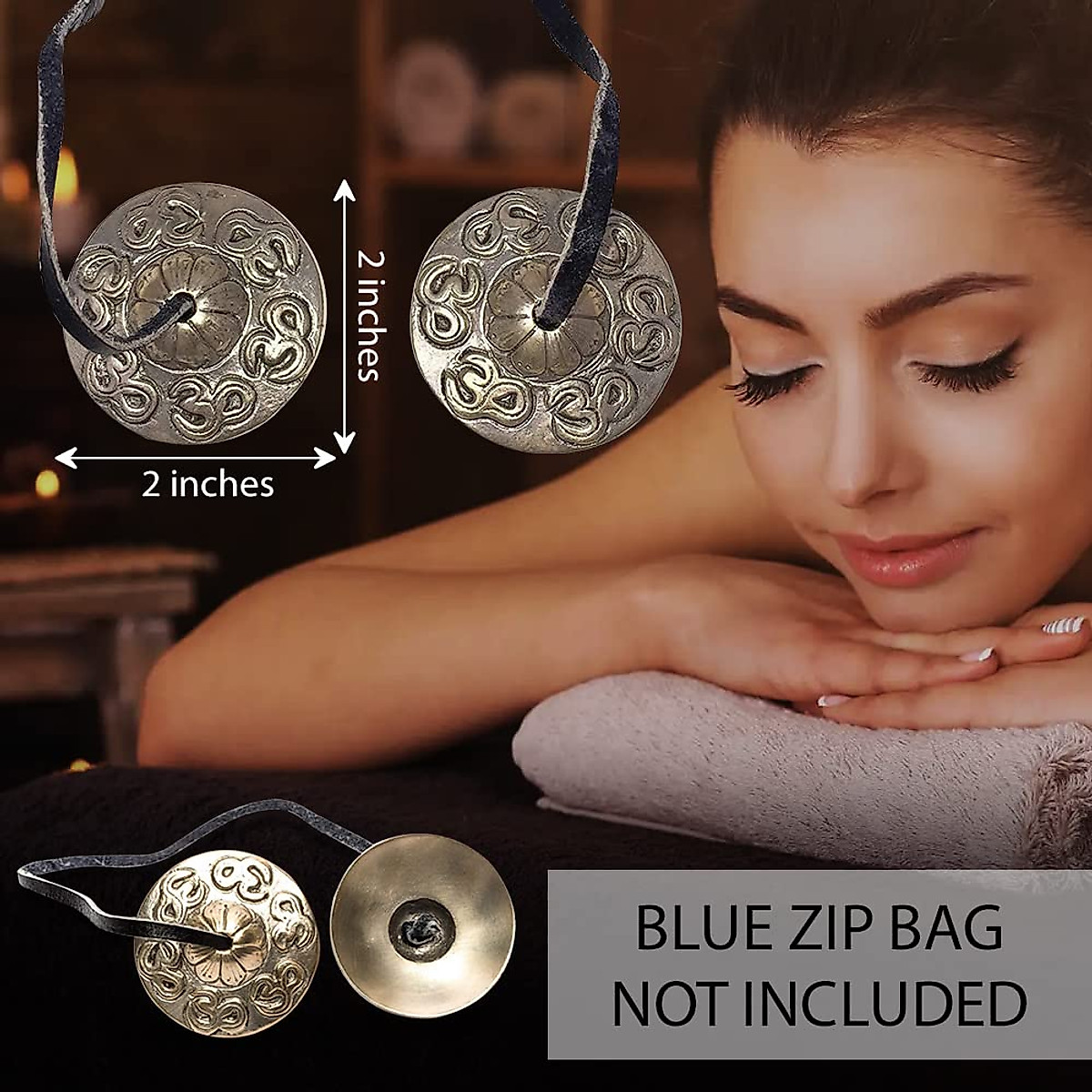 Lamatar1 Tingsha Cymbals Tibetan Buddhist Lucky symbol Embossed Meditation Yoga Bell Chime Hand made from Nepal