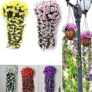oceanmapsa Artificial Chlorophytum Bouquet Anti-Irradiation Artificial Garden Plant Fence, Hanging for Wedding Party Garden Outdoor Greenery Office Wall Decoration (Rose Red)