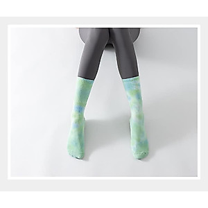 EGEN Dye Tie Yoga Socks for Women Man Novelty Print Non Skid Socks Non Slip Grip for Pilates Barre Ballet Sport (Green)