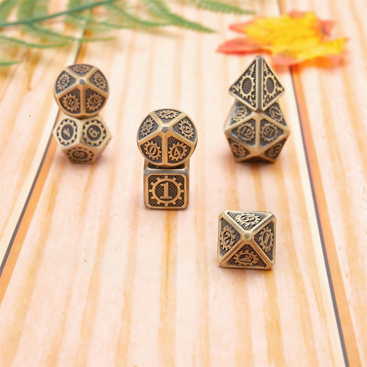 Metal Dice D&D, Dragon and Dungeon Polyhedral Metal Dice Set for RPG (Dungeon and Dragon Role Playing Games), and Enamel D&D Dice with Storage Bag (7-Piece Set)