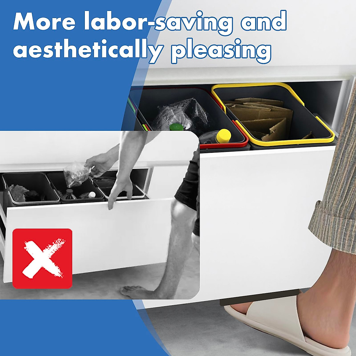 Vxyaaz Trash Cabinet Foot Pull,Foot Pull for Trash Cabinet Drawer,Foot Handle for Trash Drawer（Grey/5.9in）