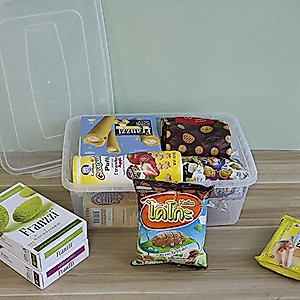 Easymanie 4-pack Plastic Containers with Lids, 14 Quart Clear Storage Box