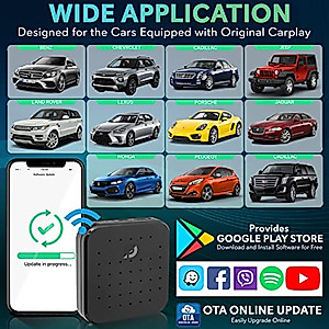 Pyle Wireless Carplay iA Box, 4GB RAM 64GB ROM, 2.4GHz, 5GHz Dual Band WiFi BT Octa Core 64Bits D, 4K Full HD, H.265, USB3.0 Android Box, Screen Mirroring, Install Android Apps - PAS22BK